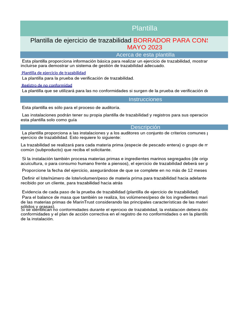 MarinTrust DRAFT V3 Factory Standard – Traceability Exercise Template ...