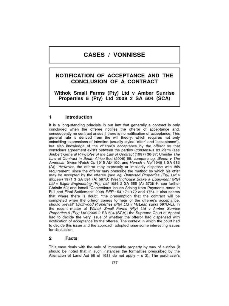 Contract Acceptance Notification Case | PDF | Offer And Acceptance | Auction