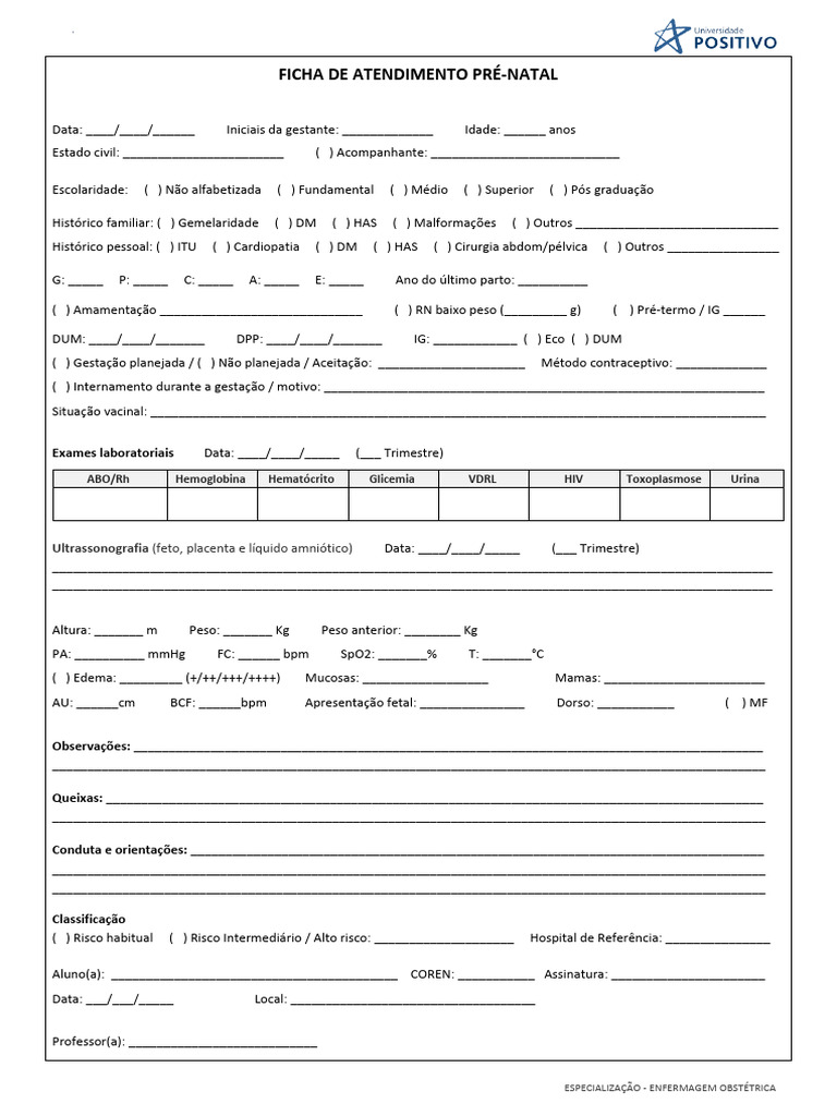Ficha Pré Natal_EO.UP | PDF | Gravidez | Saúde pública