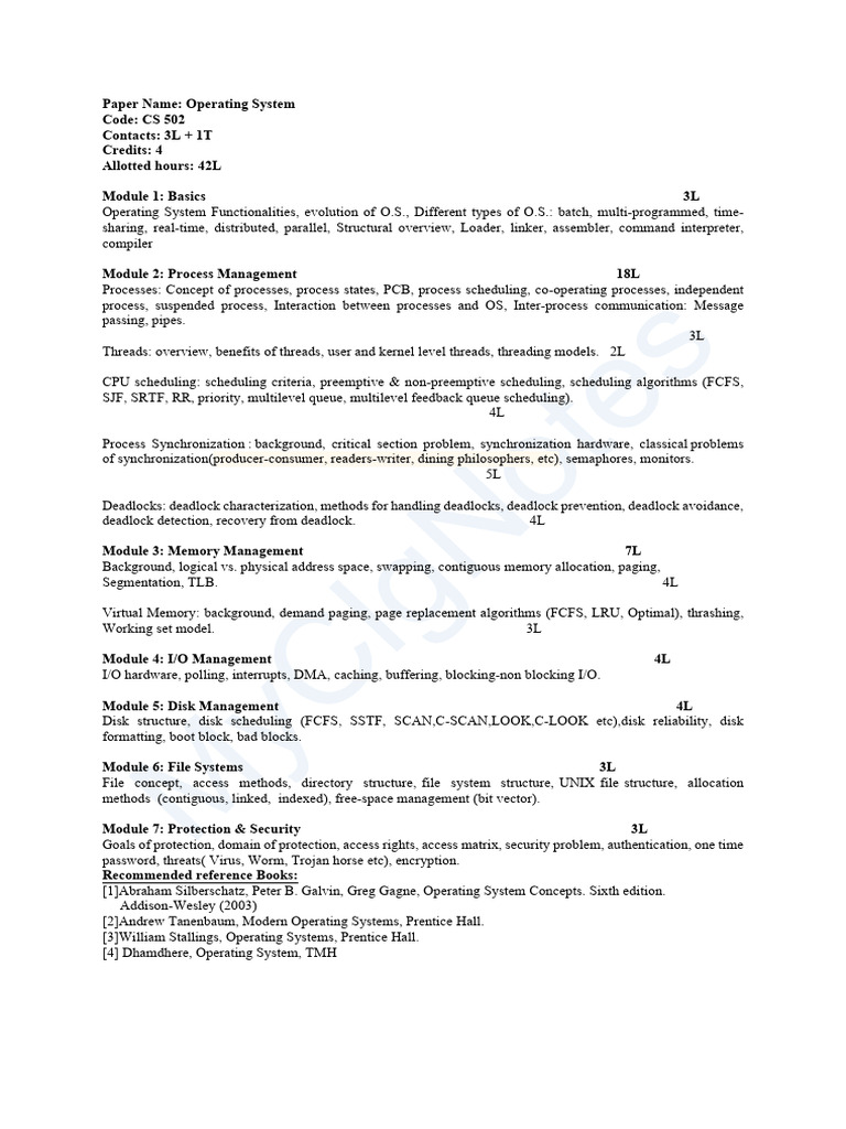 Operating System (CS 502) | PDF | Scheduling (Computing) | Operating System