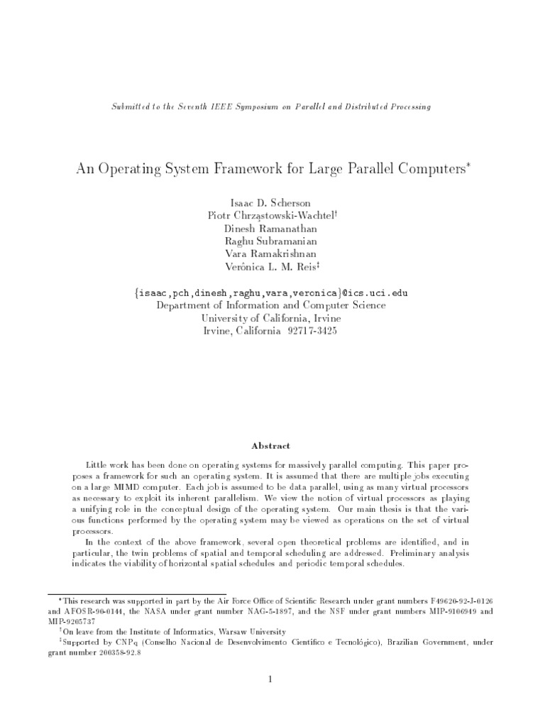 An Operating System Framework For Large | PDF | Parallel Computing ...