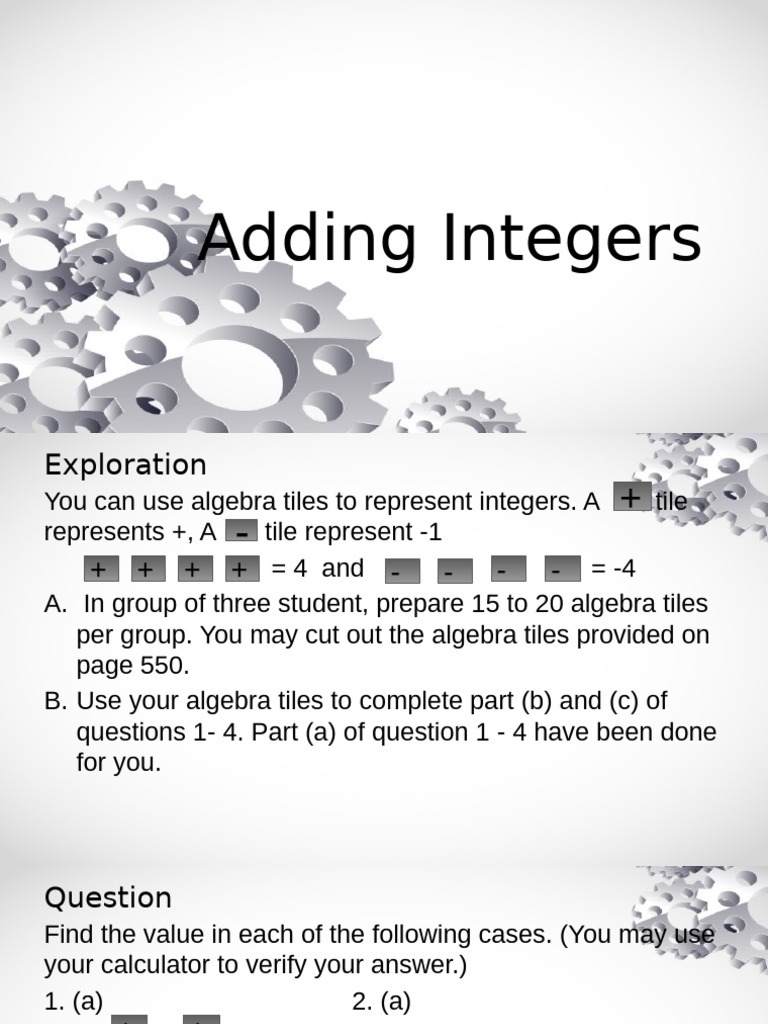 Adding Integers | PDF | Algebra | Mathematics