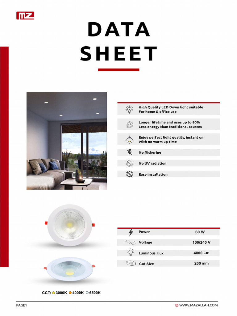 Cob 60W MZ Data Sheet | PDF
