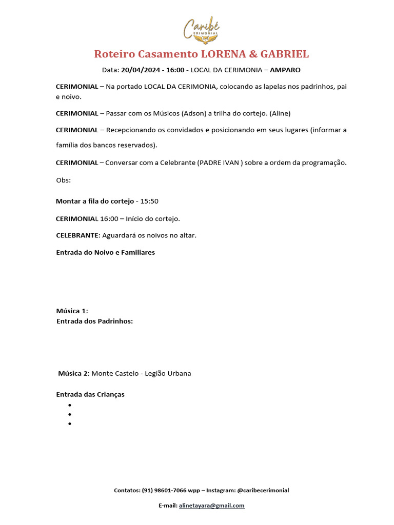 Roteiro Igreja LORENA E GABRIEL | PDF