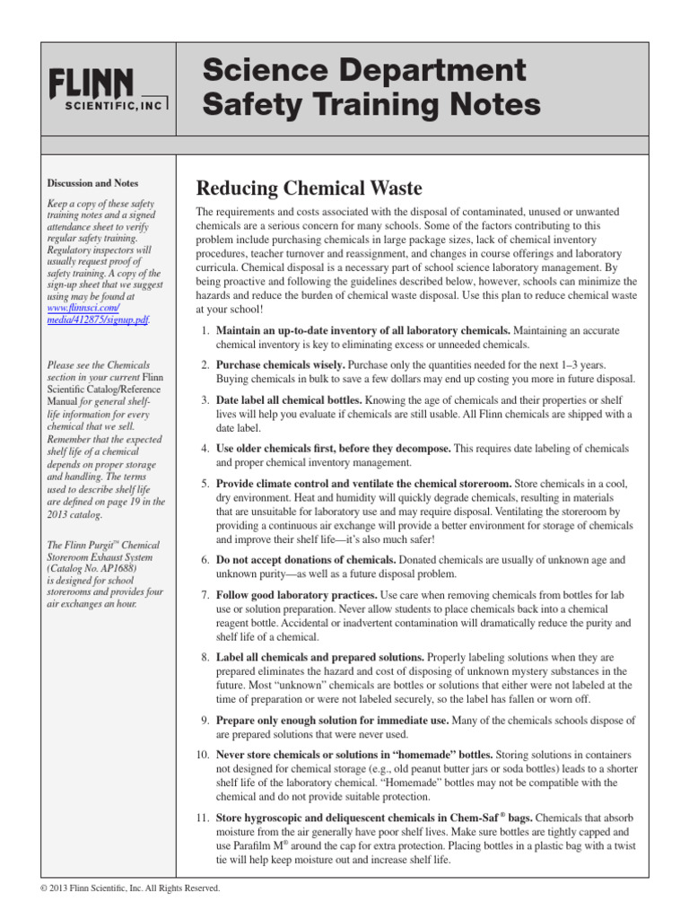 SN016 Reducing Chemical Waste | PDF | Waste Management | Laboratories