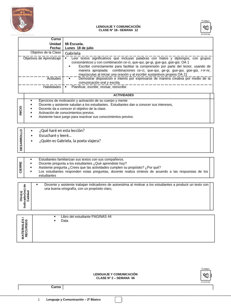 PLANIFICACION SEMANA DEL 15 al 19 de julio | PDF | Comunicación | Aprendizaje