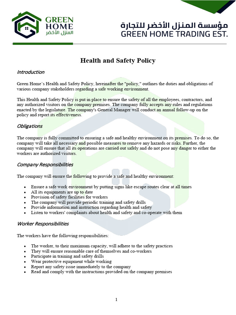 Hse Policy | PDF | Occupational Safety And Health | Safety