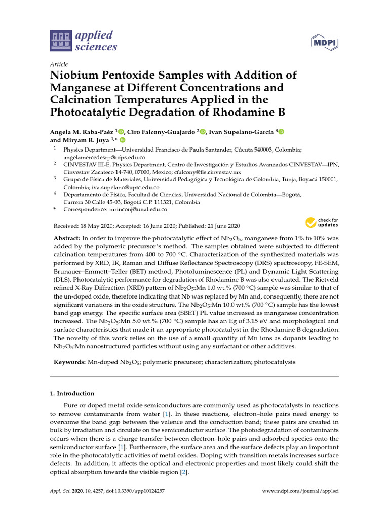 MN Doped Niobium Pentaoxide | PDF | Infrared Spectroscopy | Crystal ...