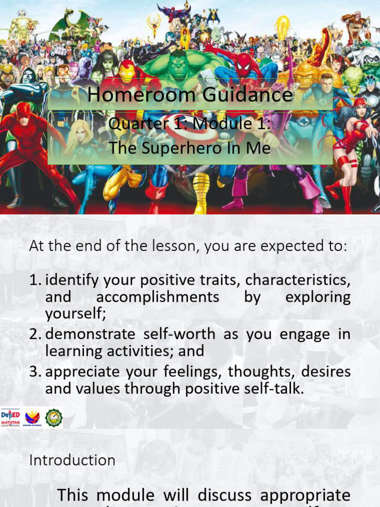 Homeroom Guidance Module 1 The Superhero in Me | PDF | Self Esteem ...