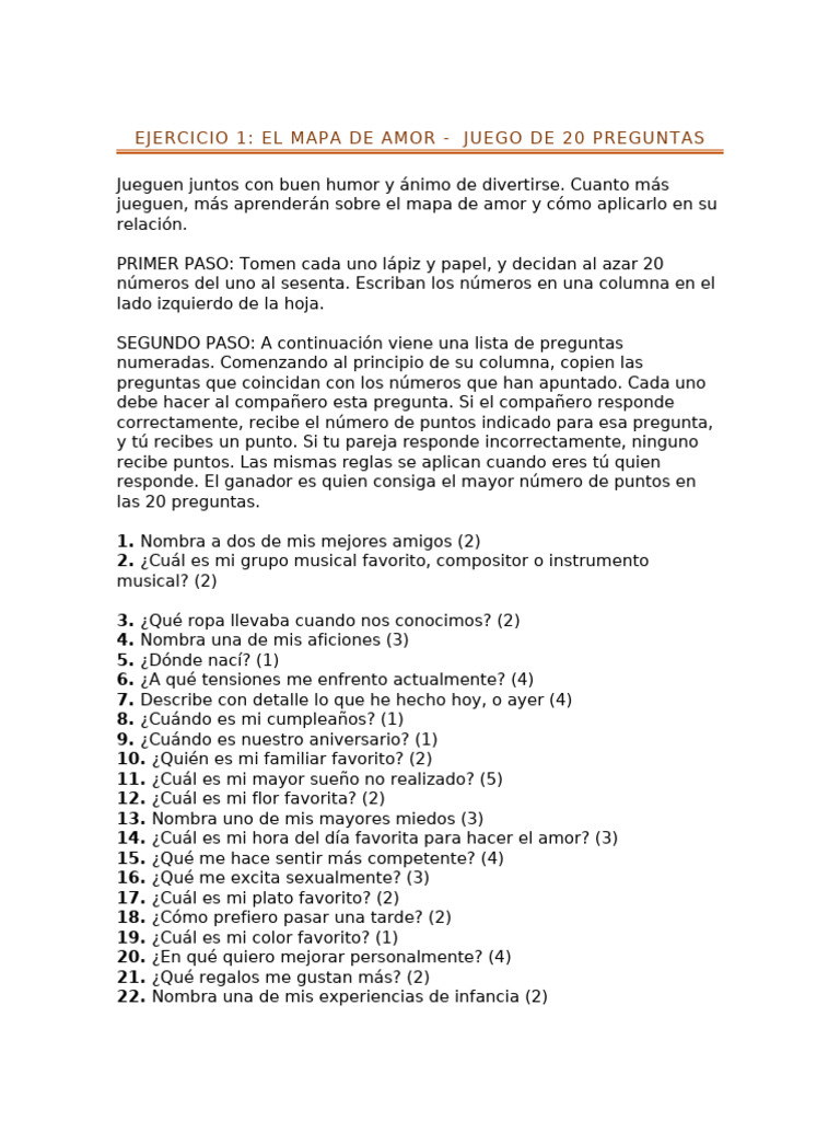 Ejercicio 1 - El Mapa de Amor | PDF