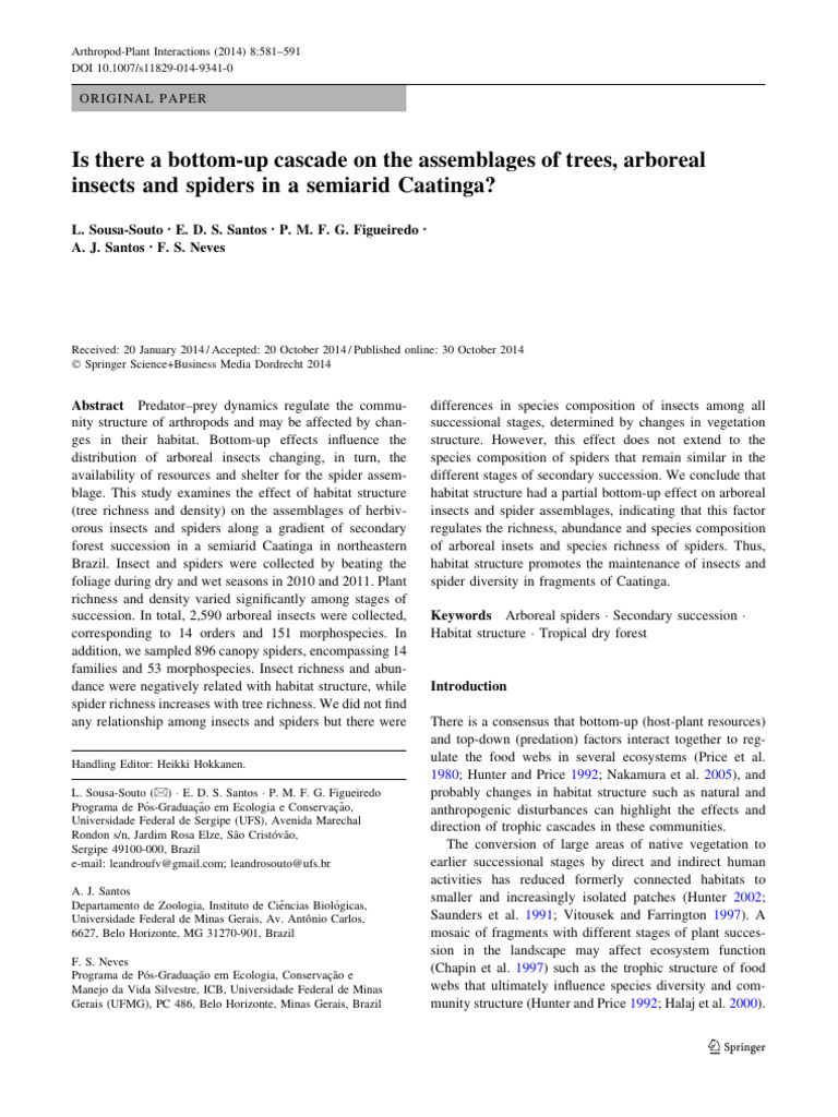 Sousa-Souto 2014 - Is There A Bottom-Up Cascade On The Assemblages of ...
