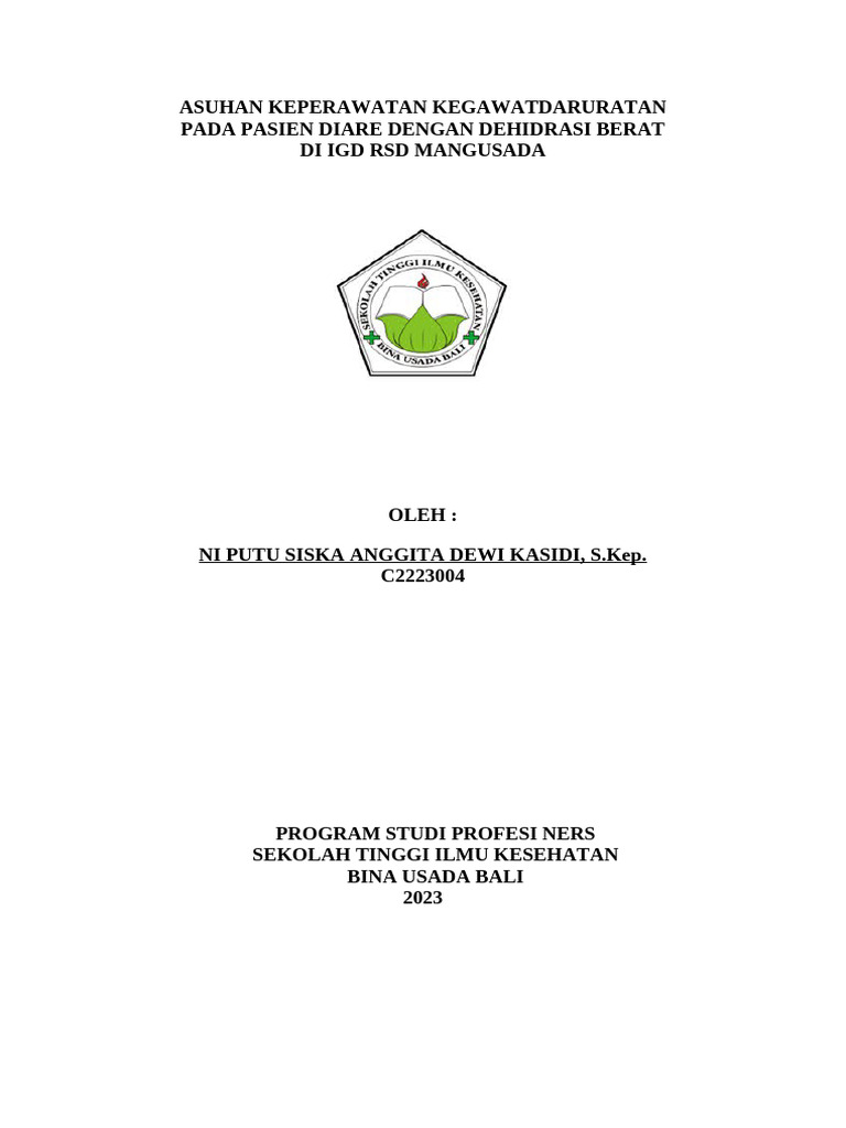 Asuhan Keperawatan Diare Dehidrasi Berat | PDF