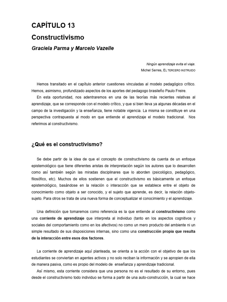 PARMA y VAZELLE Cap.13 Constructivismo | PDF | Constructivismo (filosofía de la educación ...