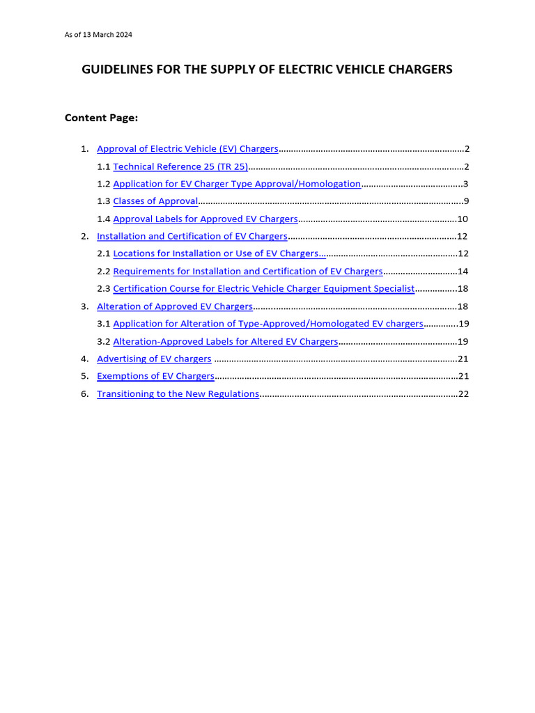 Singapore EV Charger Approval Guidelines | PDF | Battery Charger ...