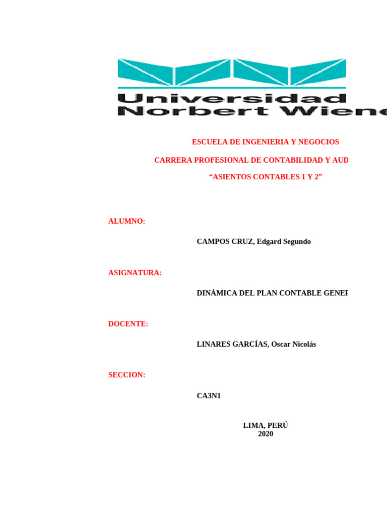 Campos Cruz, Edgard - Asientos Contables 1 y 2 | PDF | Contabilidad ...