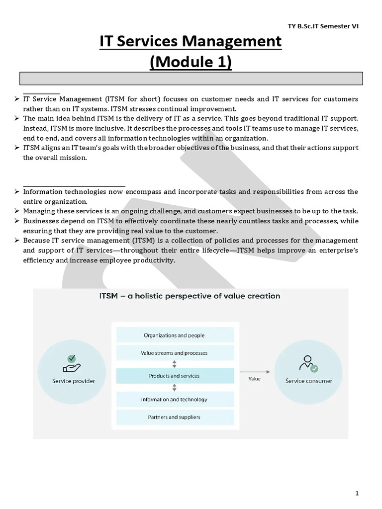 Unit 1 - Notes - ITSM | PDF | Goods | It Service Management