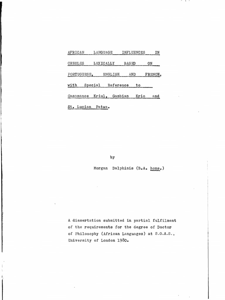 Dalphinis 1980 (Gambia Krio) (African Language Influences in Creoles ...