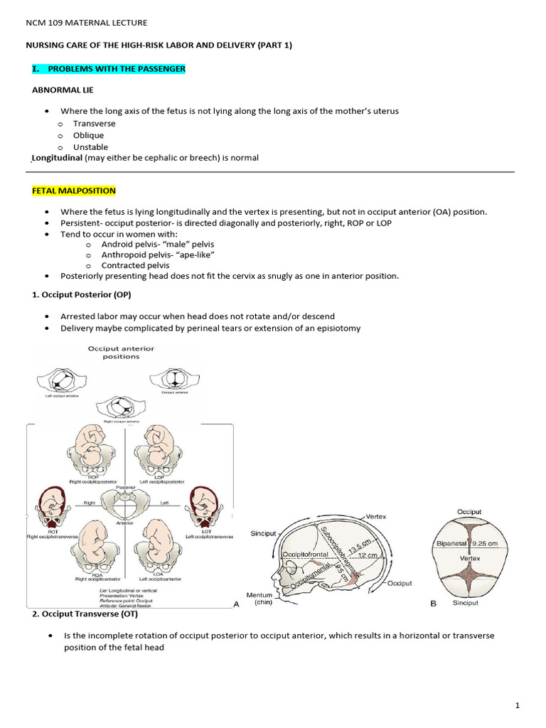 High Risk Labor and Delivery Part 1 1 | PDF | Childbirth | Caesarean ...