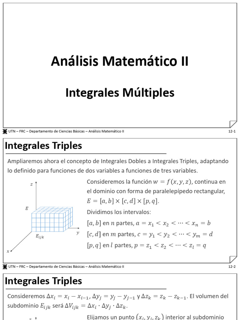 Clase 12 - Integrales Triples | PDF | Integral | Relaciones matematicas