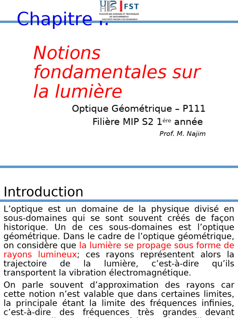 Optique Geométrique 1 | PDF | Réfraction | Indice de réfraction