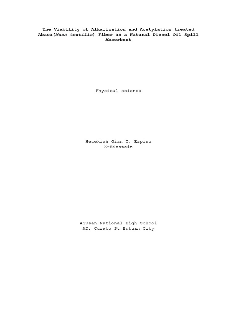 The Viability of Alkalization and Acetylation Treated Abaca (Musa ...