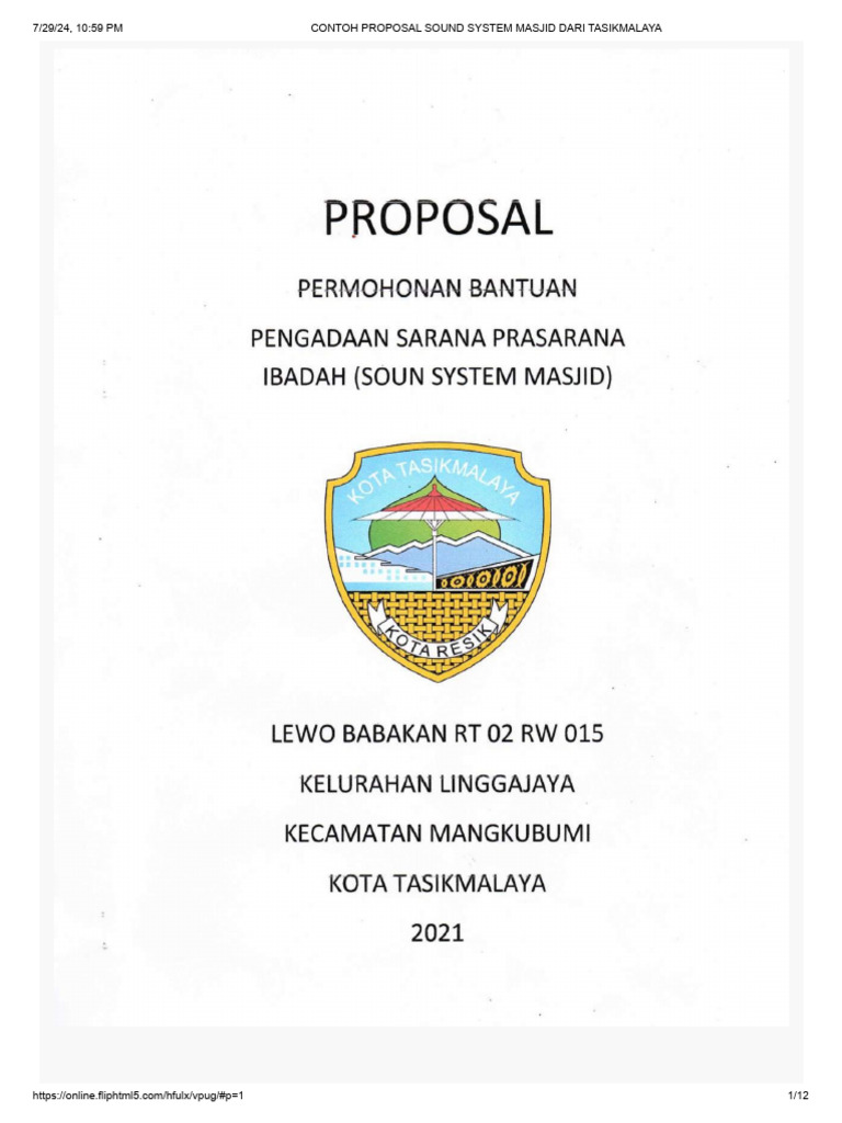 Contoh Proposal Sound System Masjid Dari Tasikmalaya | PDF