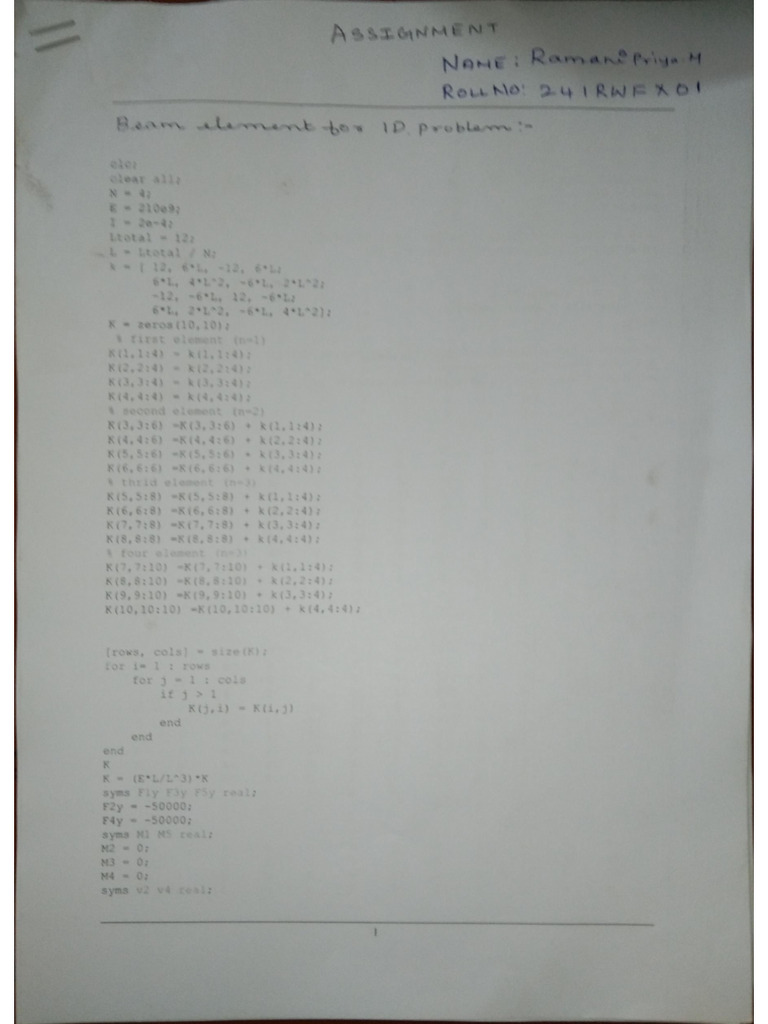 Beam Element For 1D Problem | PDF