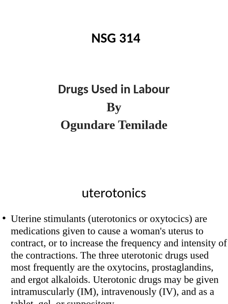 Uterotonic Drugs in Labour Management | PDF | Clinical Medicine ...