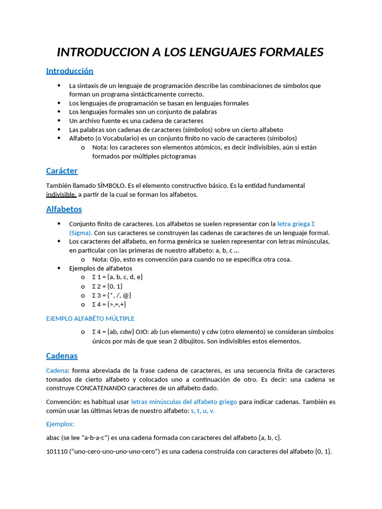 Introducción A Los Lenguajes Formáles y Cosas Básicas | PDF | Lenguaje ...