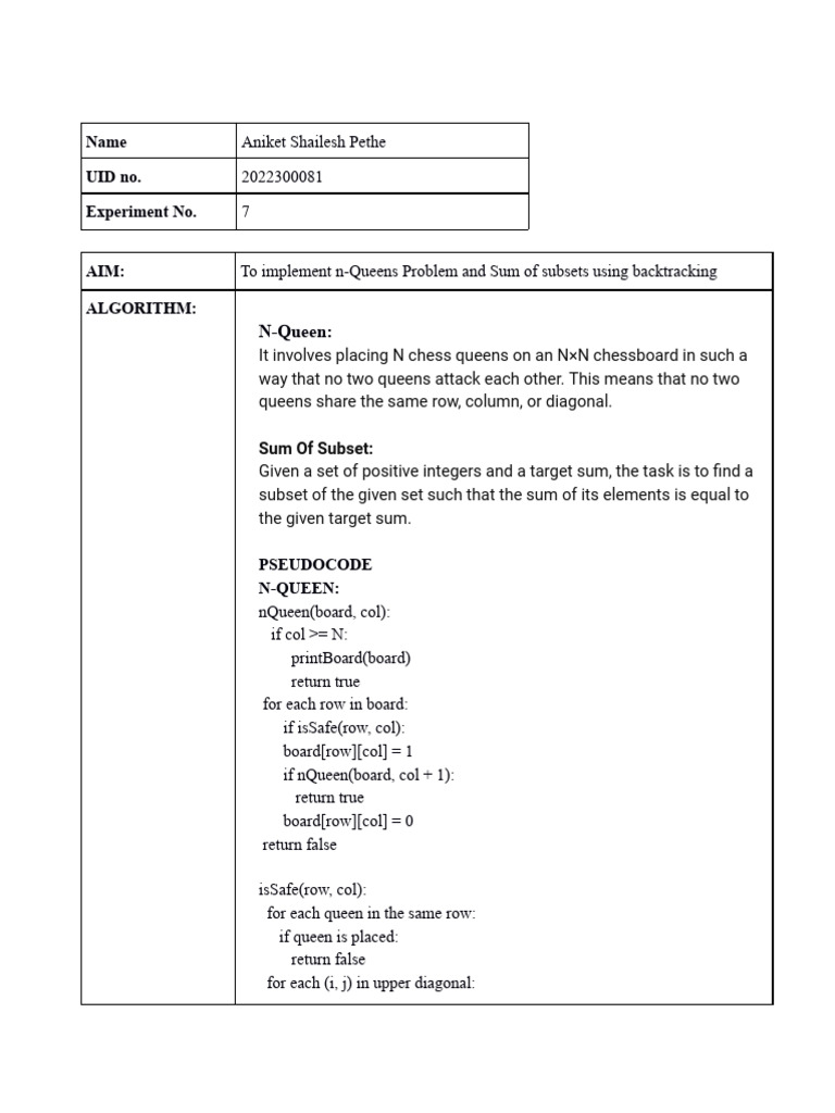 Daa Exp7 | PDF | Algorithms | Theoretical Computer Science