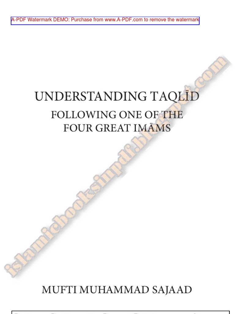 Understanding Taqlid Following One of The Four Great Imams | PDF ...