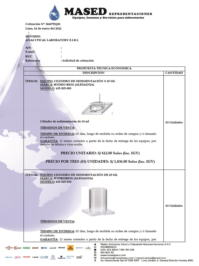 36687EQ01-COTIZACIÓN-UTERMOHL | PDF | Óptica | Dispositivos ópticos