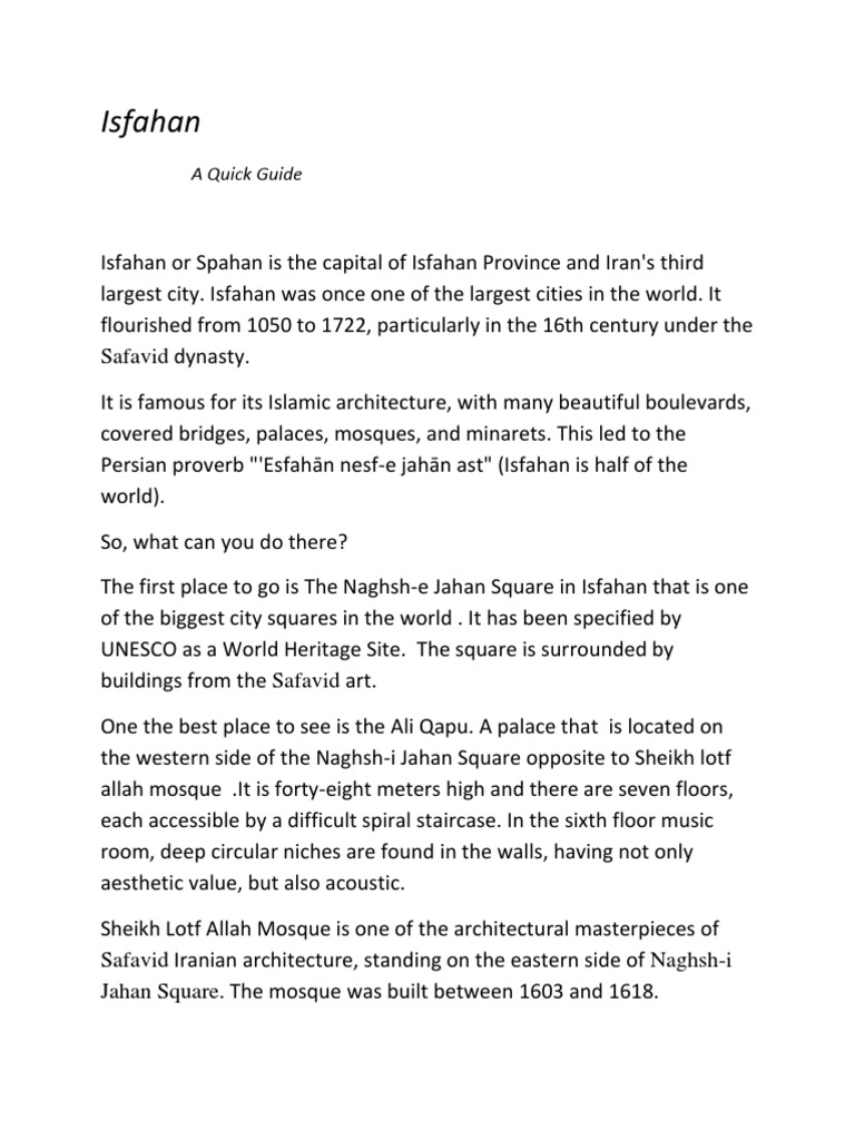 Explore Isfahan: A Cultural Guide | PDF | History | Classics
