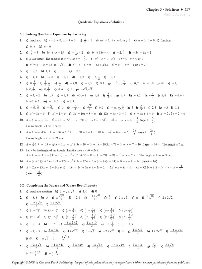 Math11.Solutions - Chapter3 | PDF | Algebra | Mathematics