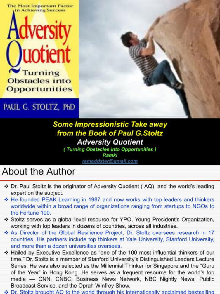 Notes From Adversity Quotient Book by Paul Stoltz | PDF