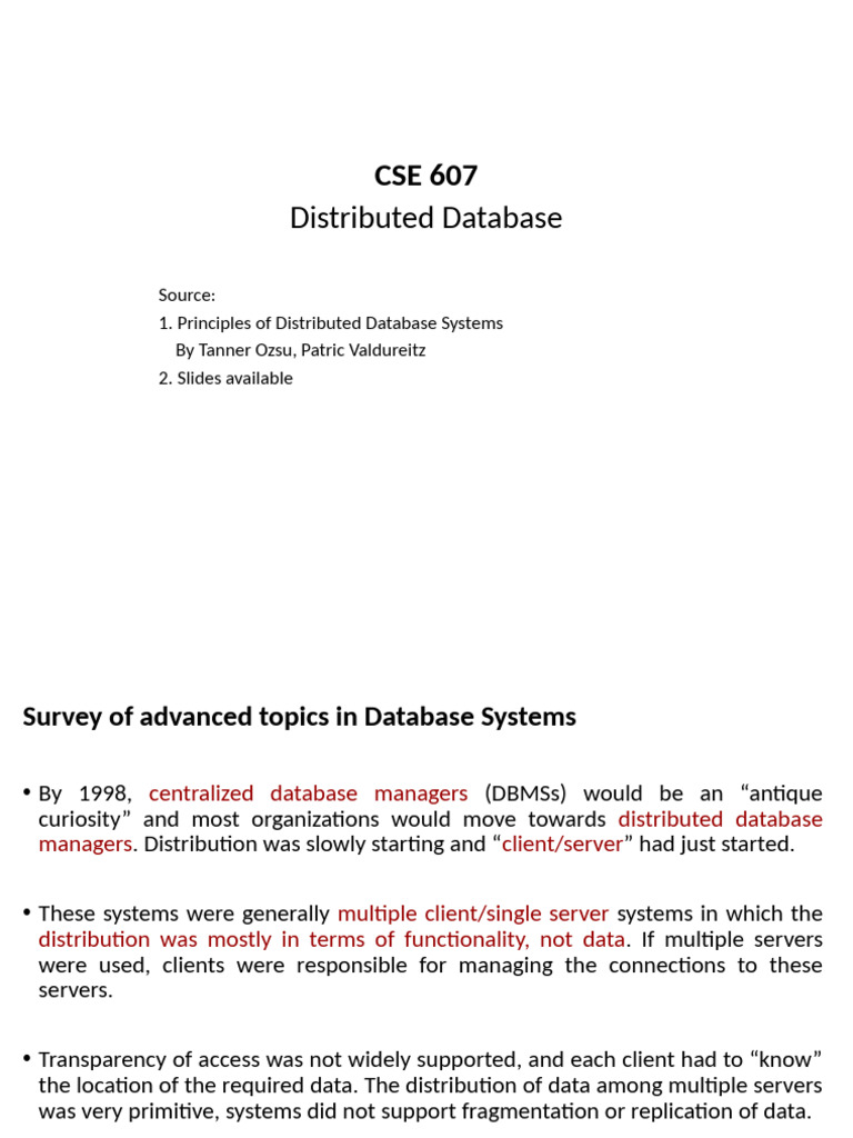 DDBS Lec1 | PDF | Databases | Distributed Computing