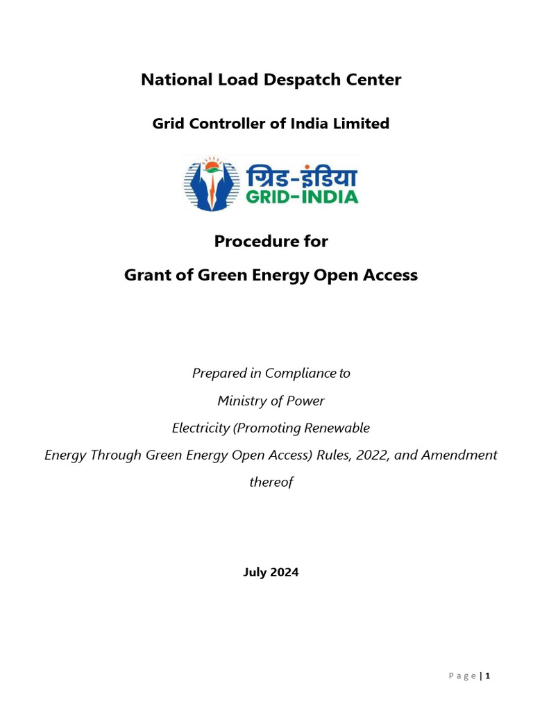 Green Energy Open Access Procedure Guide | PDF | Indemnity | Fee