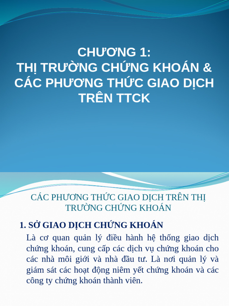 Chuong 1 - Dai Cuong TTCK - 2 | PDF