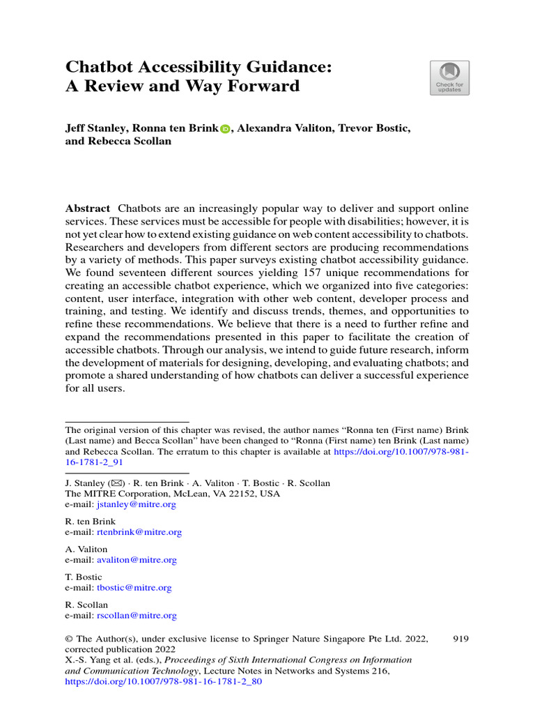 Accessbility Chatbot Guidance | PDF | Accessibility | Usability