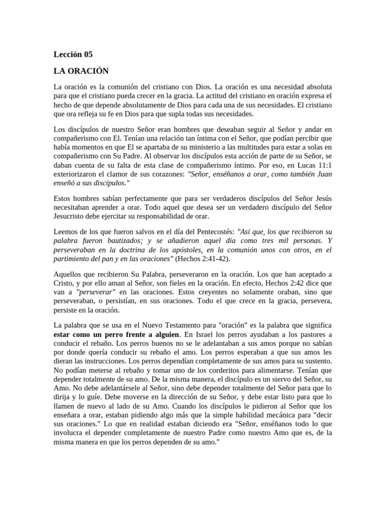 Lección 05 | PDF | Oración | eucaristía