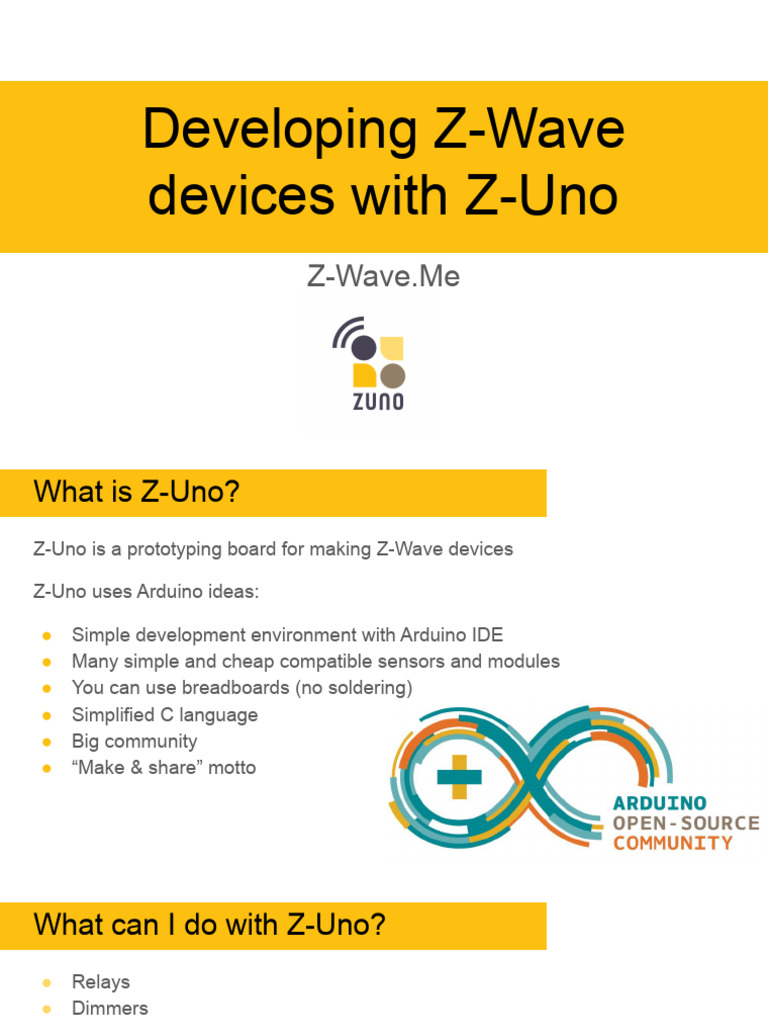 Developing Z-Wave Devices With Z-Uno | PDF | Arduino | Software