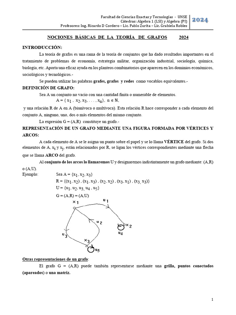 ALG.I - Unidad N2 - Teoria de Grafos - (2024) | PDF | Matriz (Matemáticas) | Teoría de grafos