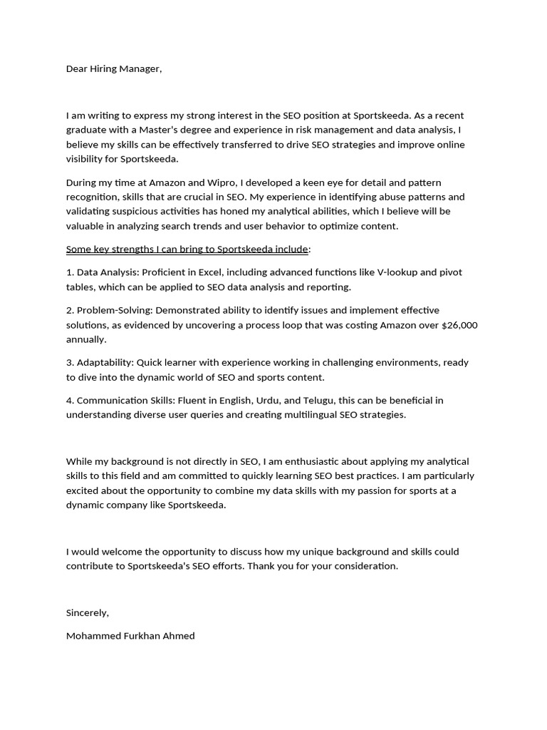 cover letter all | PDF | Search Engine Optimization | Regulatory Compliance