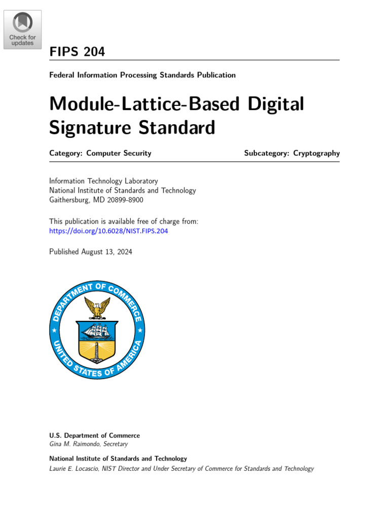 NIST.FIPS.204 | PDF | Public Key Cryptography | Key (Cryptography)