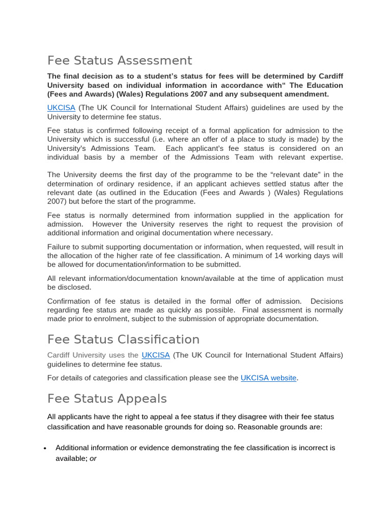 Fee-Status-Assessment | PDF | Government | Justice