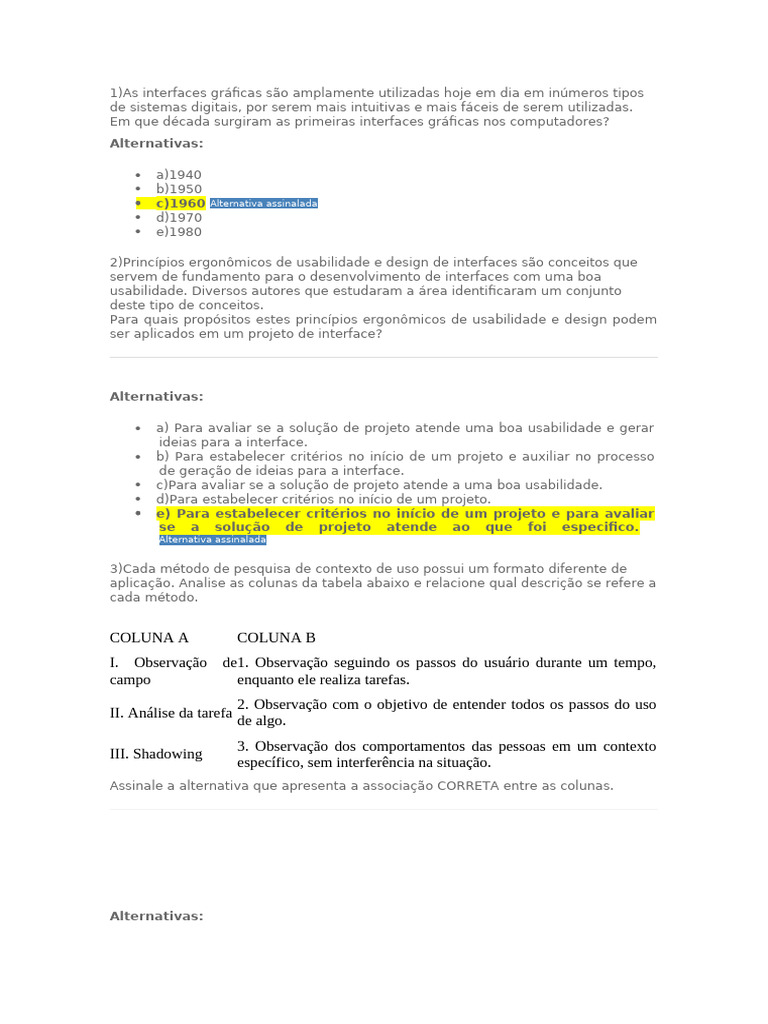 Av1 - Interface e Usabilidade | PDF | Usabilidade | Fatores humanos e Ergonomia