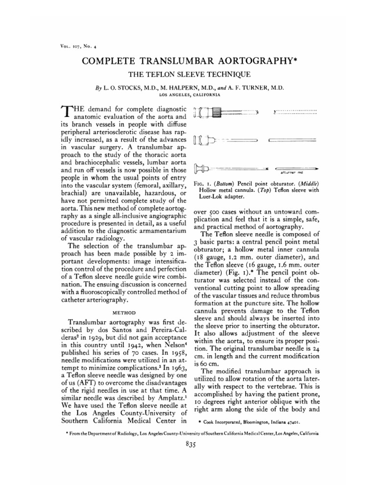 Stocks Et Al 2012 Complete Translumbar Aortography | PDF | Aorta | Clinical Medicine