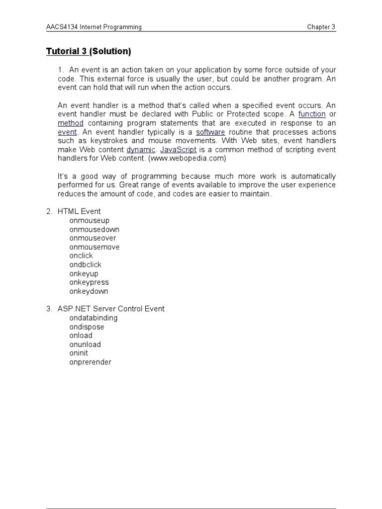 Tutorial 3 (Answer) | PDF | Dynamic Web Page | Web Server