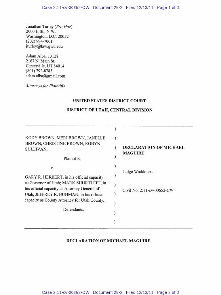 Sister Wives Declaration 2 | PDF | Prosecutor | Crime & Violence