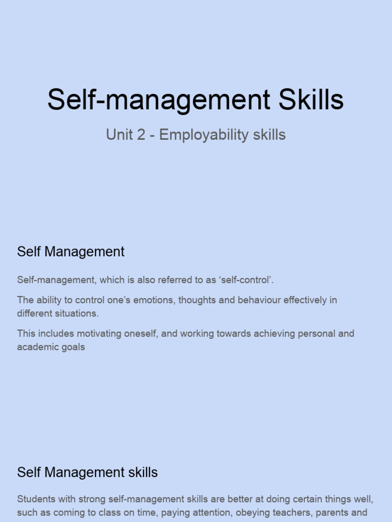 XII Self Management Skills | PDF | Motivational | Motivation
